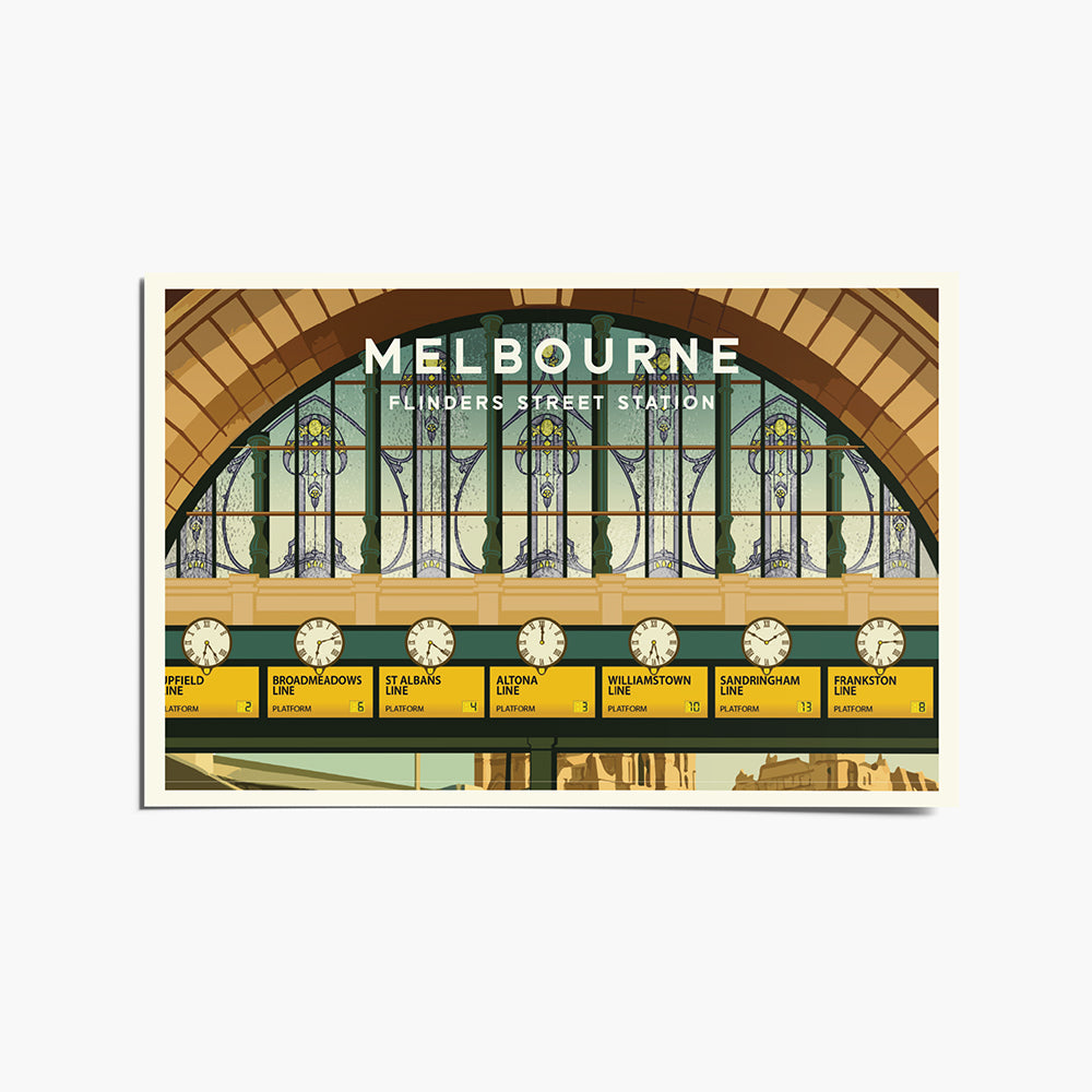 Postcard - Flinders Street Station Clocks – Zetta Florence