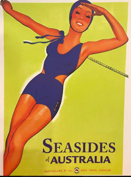 Print - Seasides of Australia Women in Blue Bathers – Zetta Florence