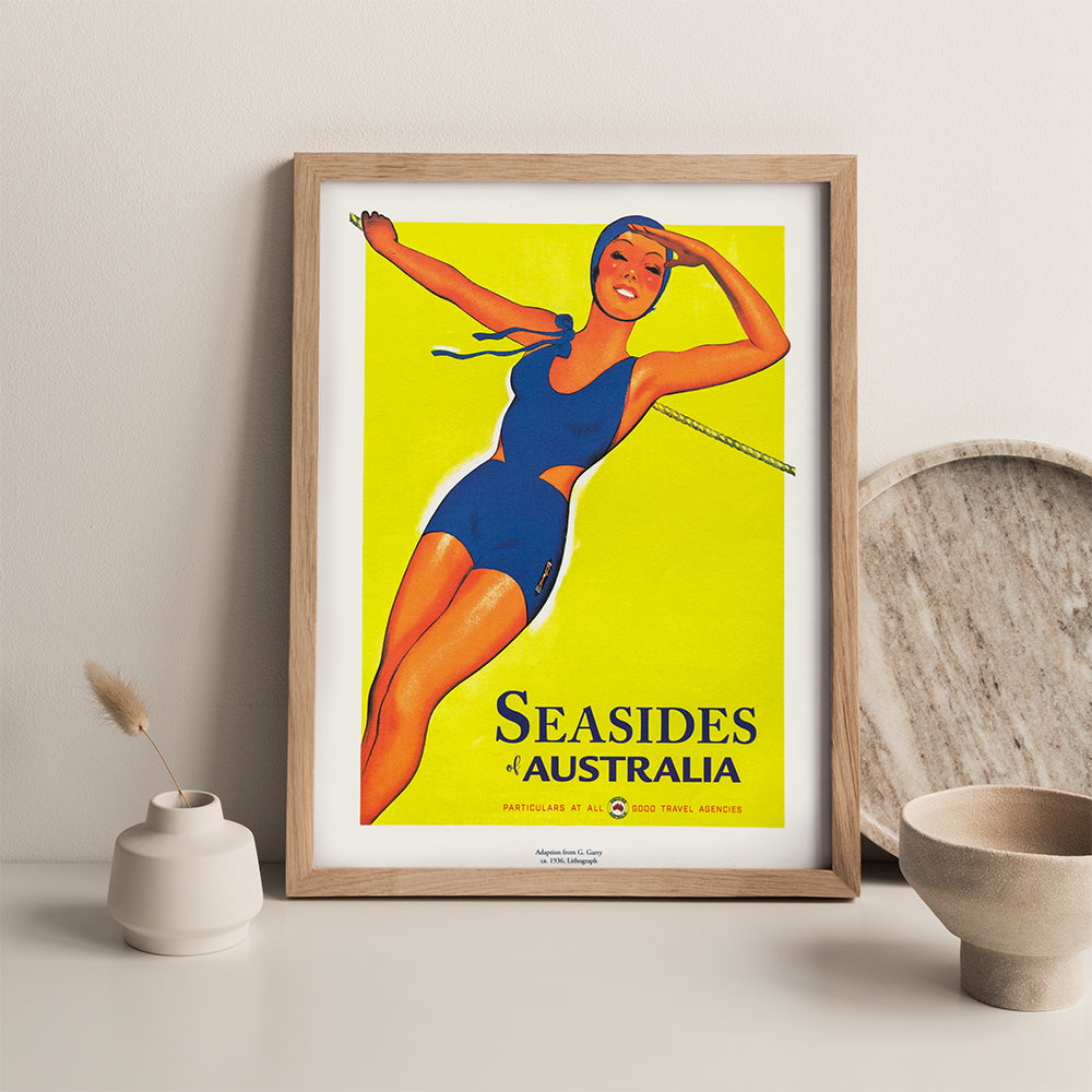 Print - Seasides of Australia Women in Blue Bathers – Zetta Florence